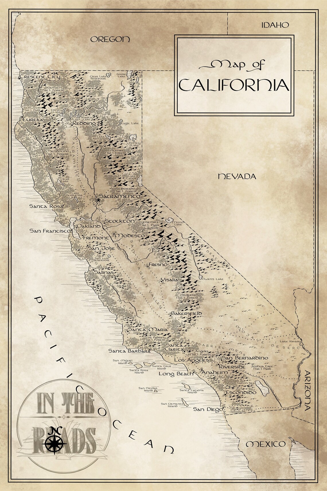 California Map / Tolkien Inspired / Free US Shipping - Etsy