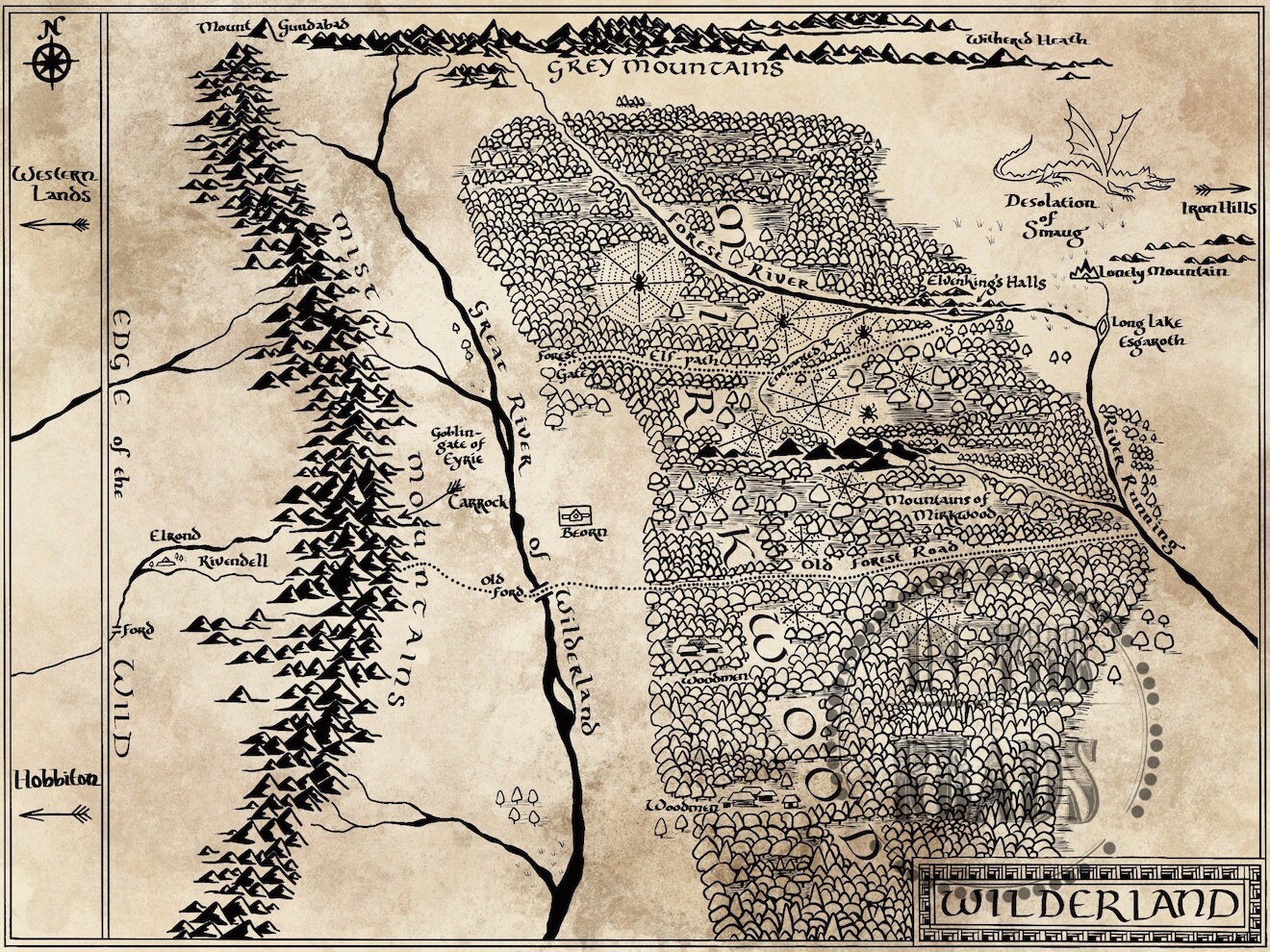 Fantasy Map of Mirkwood / Free US Shipping | Etsy