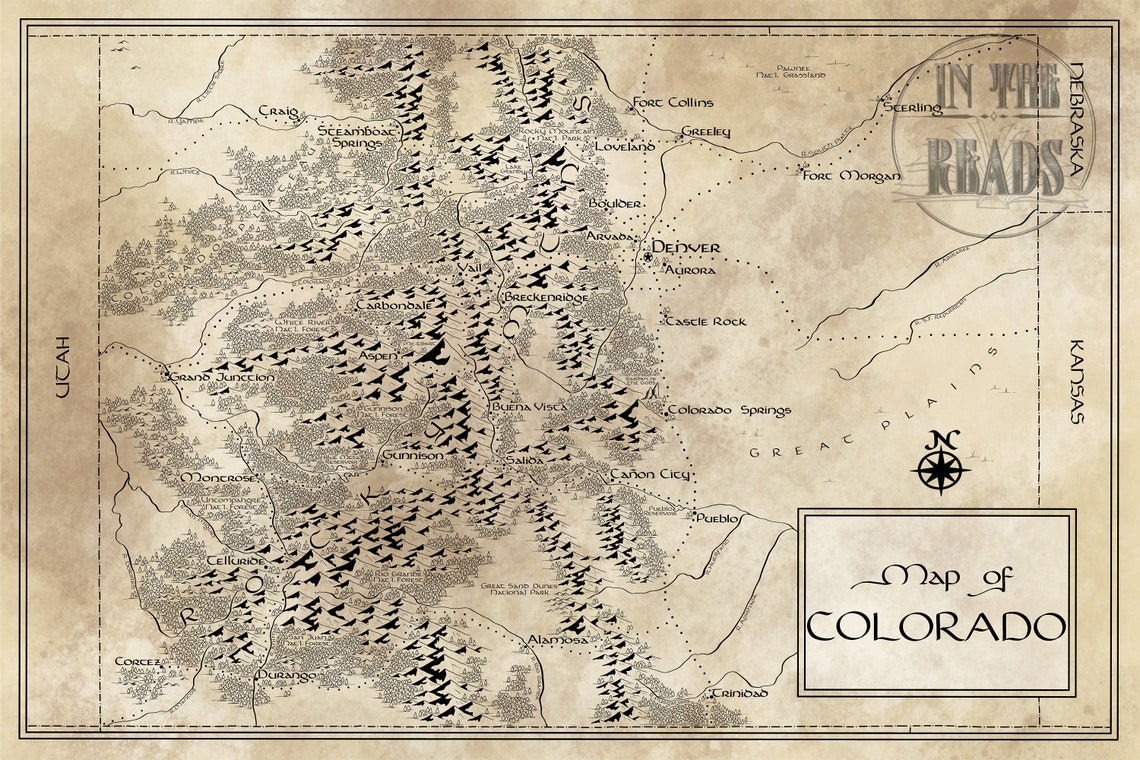 Colorado Map / Tolkien Inspired / Free US Shipping - Etsy