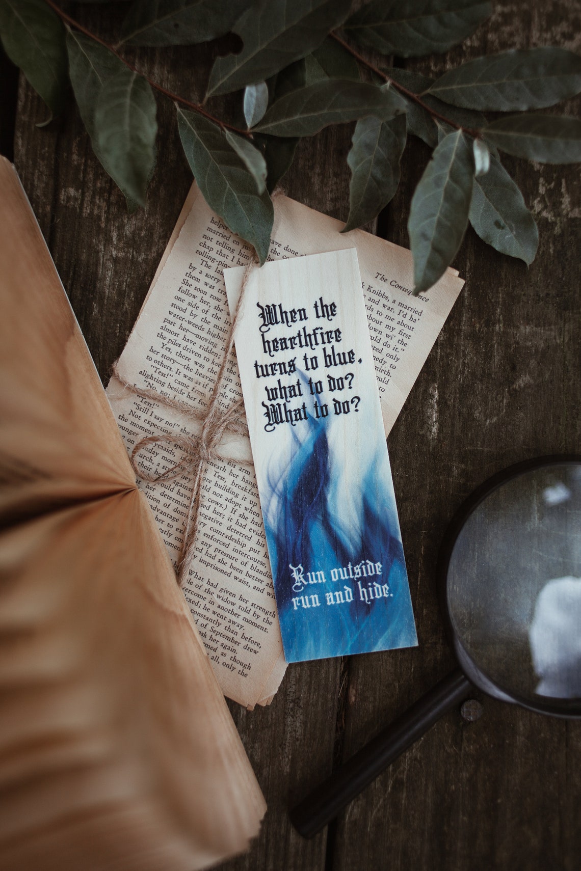 Blue Hearthfire / Wood Bookmark / Free US Shipping - Etsy