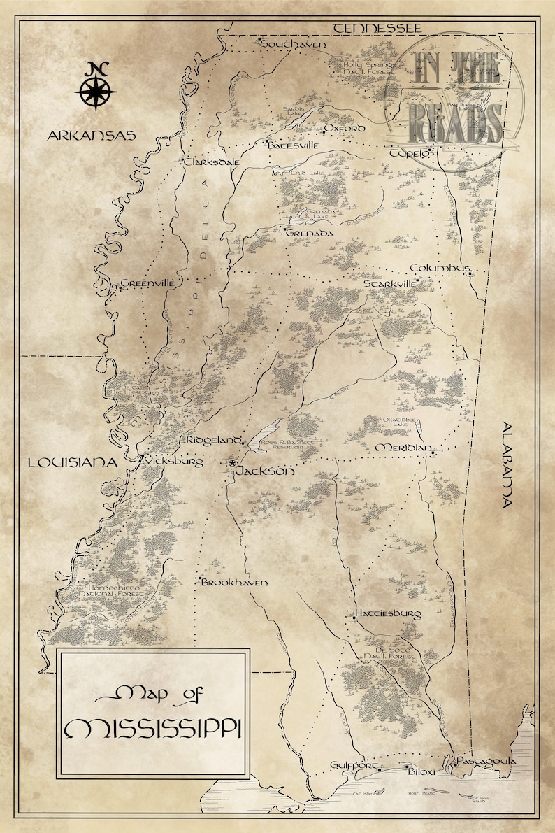 Mississippi Map / Tolkien Inspired / Free US Shipping - Etsy