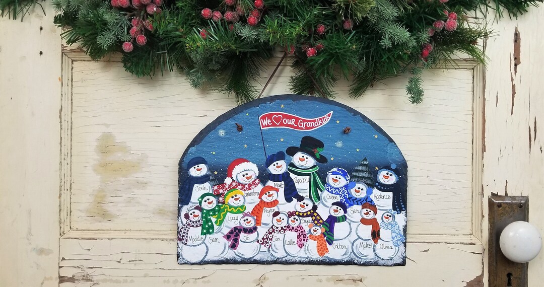 18-20 Snowman Family Sign, Custom Snowman Family, Hand Painted Snowmen ...
