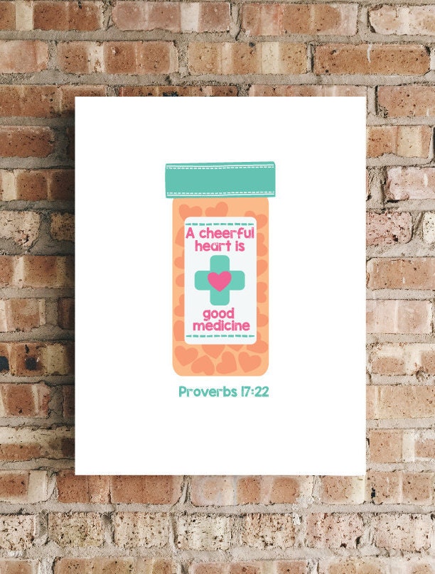 Cheerful Heart - Good Medicine - Proverbs 17:22 Bible Verse Wall Art ...