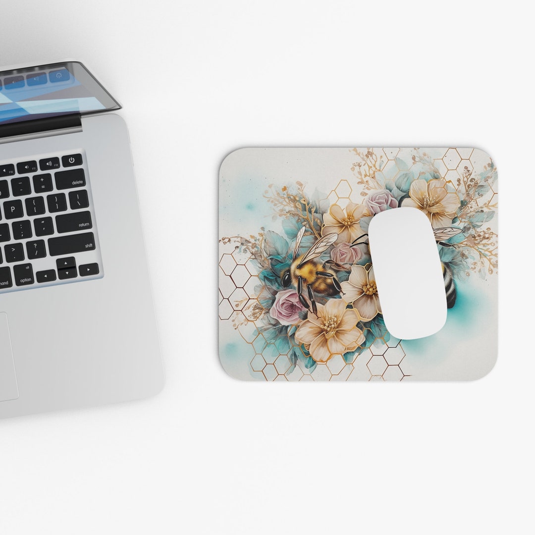 Watercolor Floral Bee Mouse Pad (rectangle) - Etsy