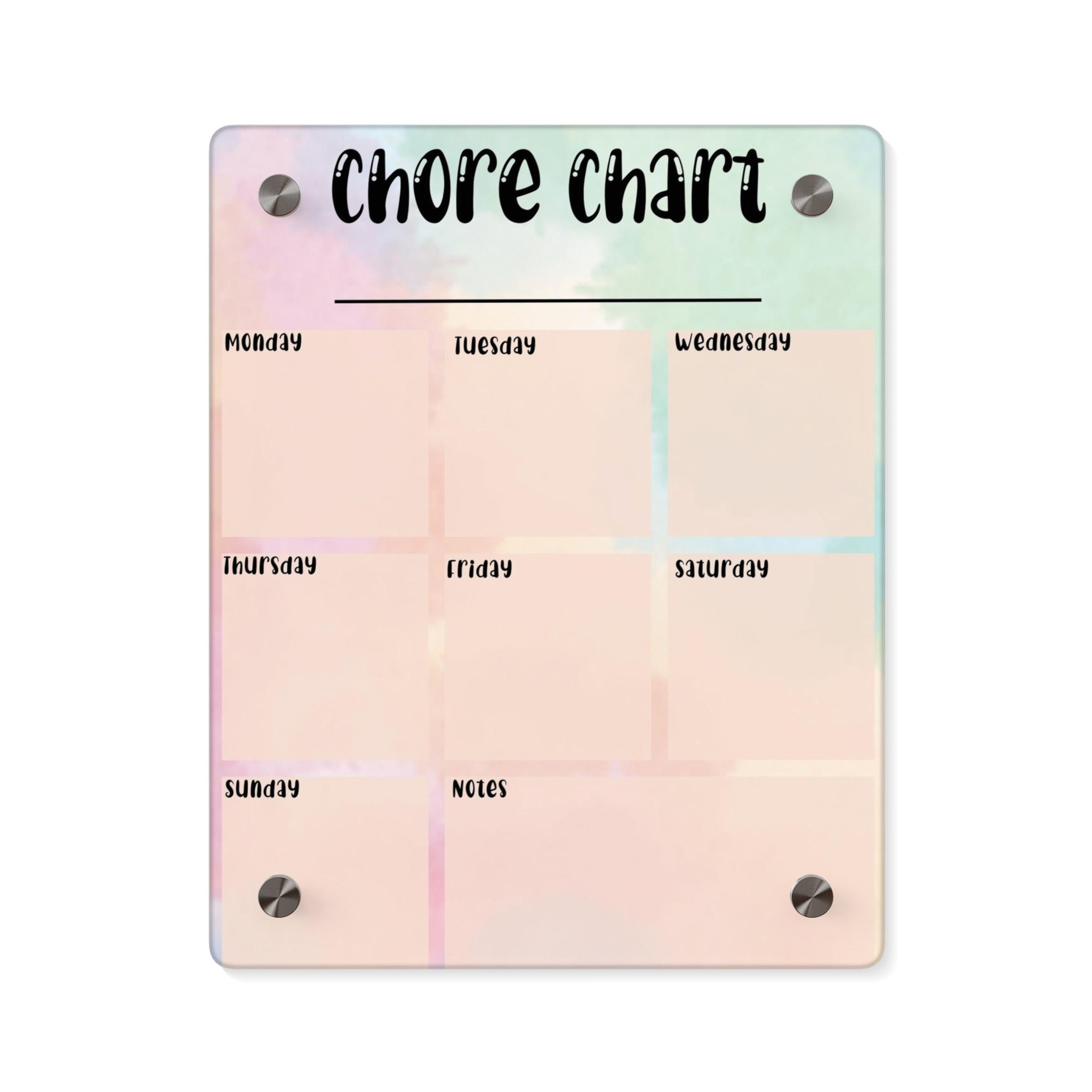 Pastel Clouds Acrylic Wall Daily Chore Chart, Kids Chore Chart, Chore ...
