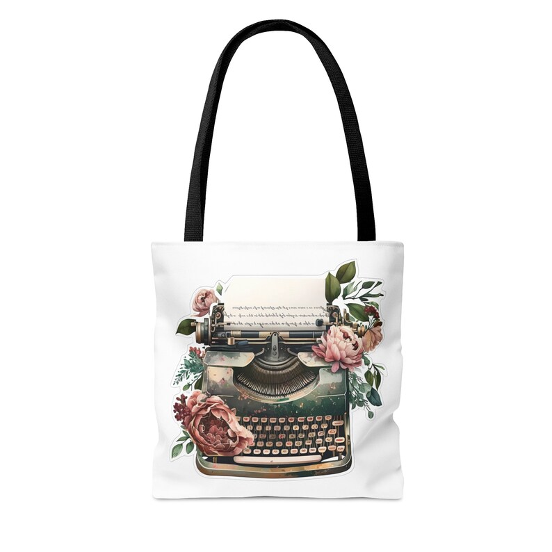 Vintage Typewriter Canvas Tote Bag, Retro Book Lover Gift, Shoulder Bag ...