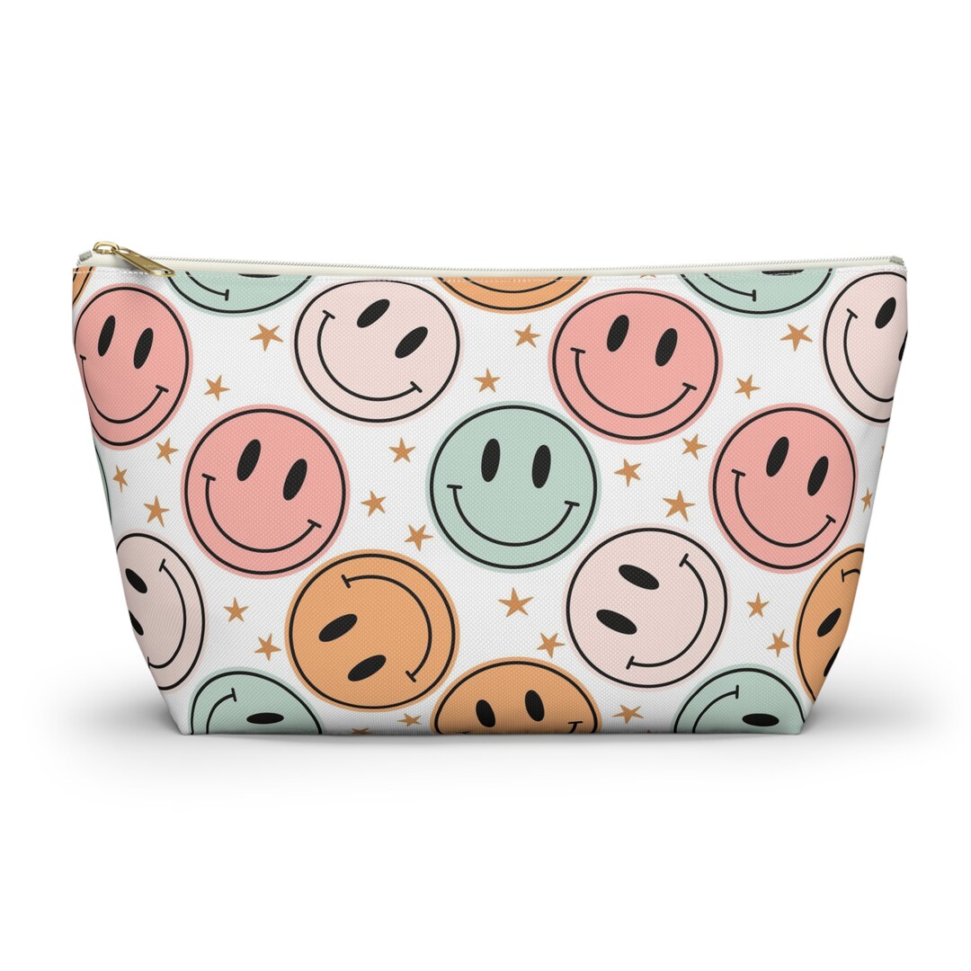 Retro Face Accessory Zipper Pouch, Smile Face Pouch, Vintage Style Bag ...