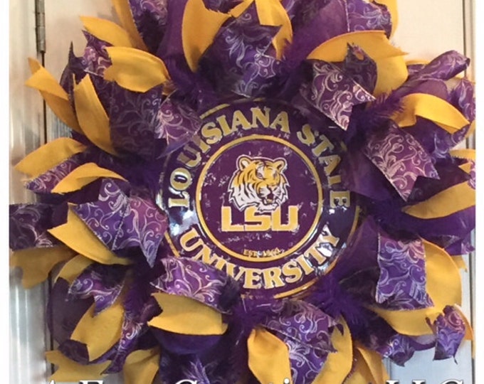 FREE SHIPPING!! Louisiana State University Deco Mesh Wreath - Etsy