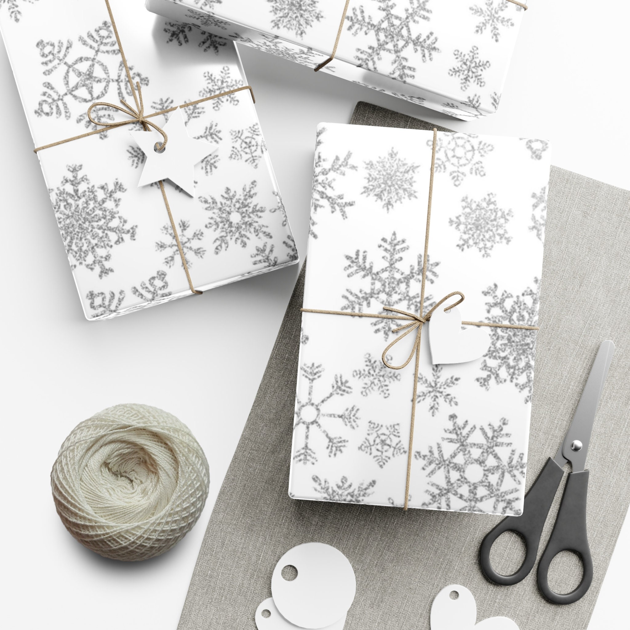 Silver Glitter Christmas Snowflake Wrapping Paper Faux Sparkle Holiday Gift Wrap Festive Decoration Luxurious Gift Wrap Etsy UK