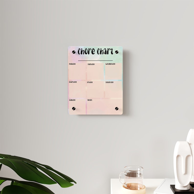 Pastel Clouds Acrylic Wall Daily Chore Chart, Kids Chore Chart, Chore ...