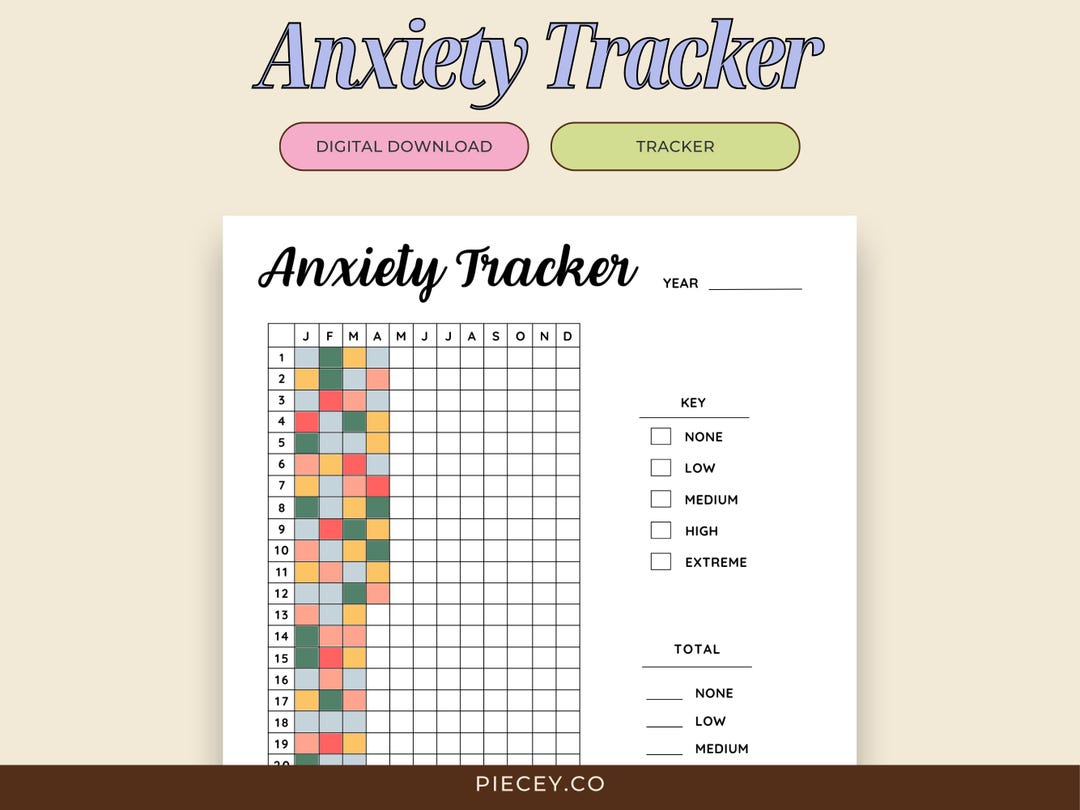 Anxiety Journal Worksheet Tracker Printable, Daily Anxiety Log, Mental ...
