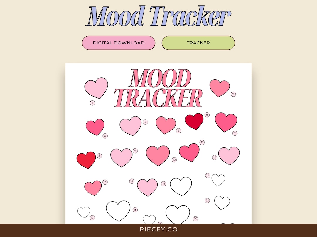 Mood Tracker Printable Heart Mood Tracker Printable Monthly Mood ...
