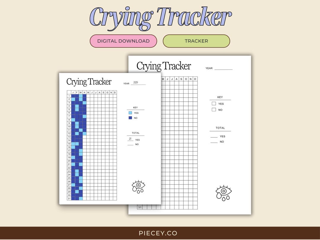 Crying Tracker Yearly Printable Journal Page Mental Health Crying Log ...