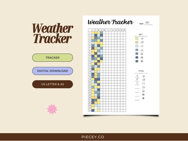 Weather Tracker Printable Daily Weather Log Daily Weather Tracker ...
