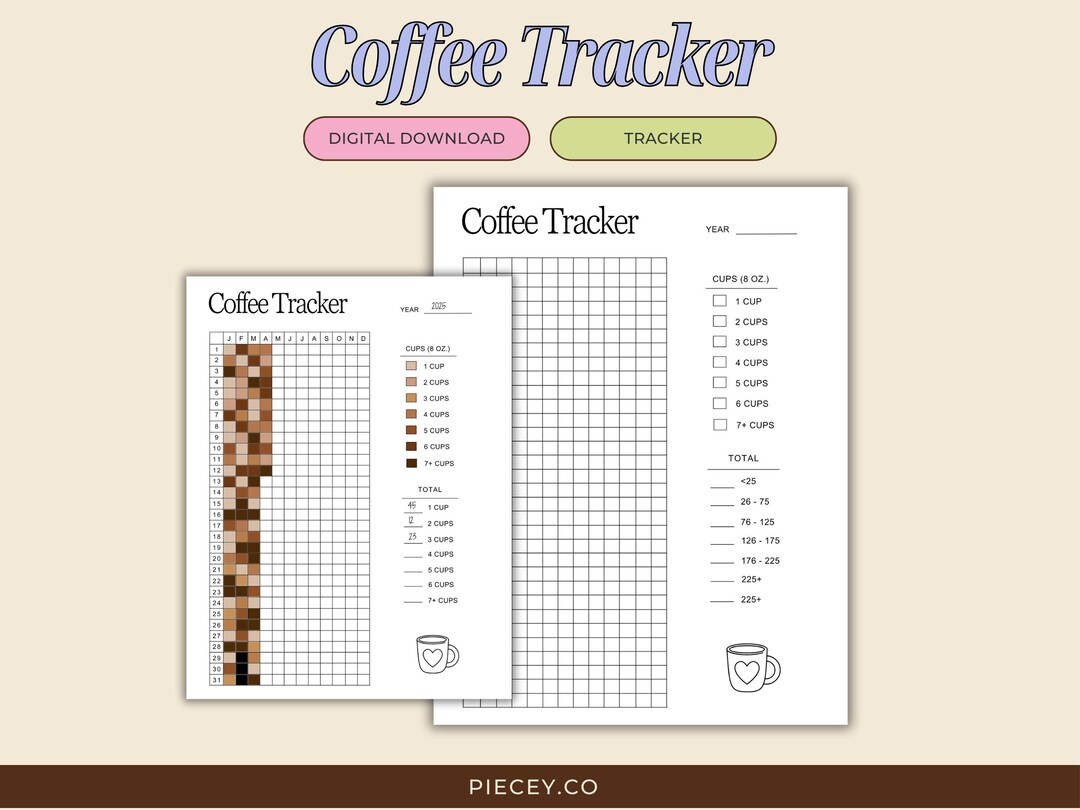 Coffee Tracker Printable Bullet Journal Page Caffeine Tracker Health ...
