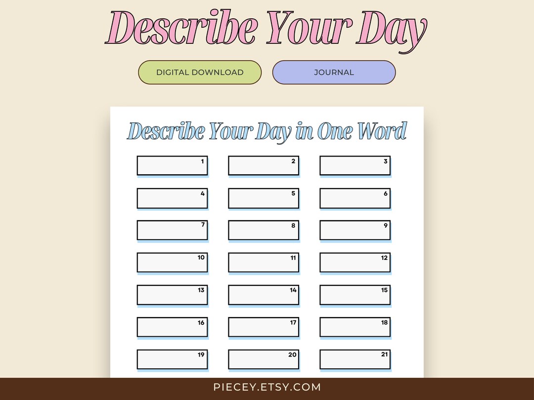 Describe Your Day Printable, Memory Tracker, Daily Tracker, Bullet ...