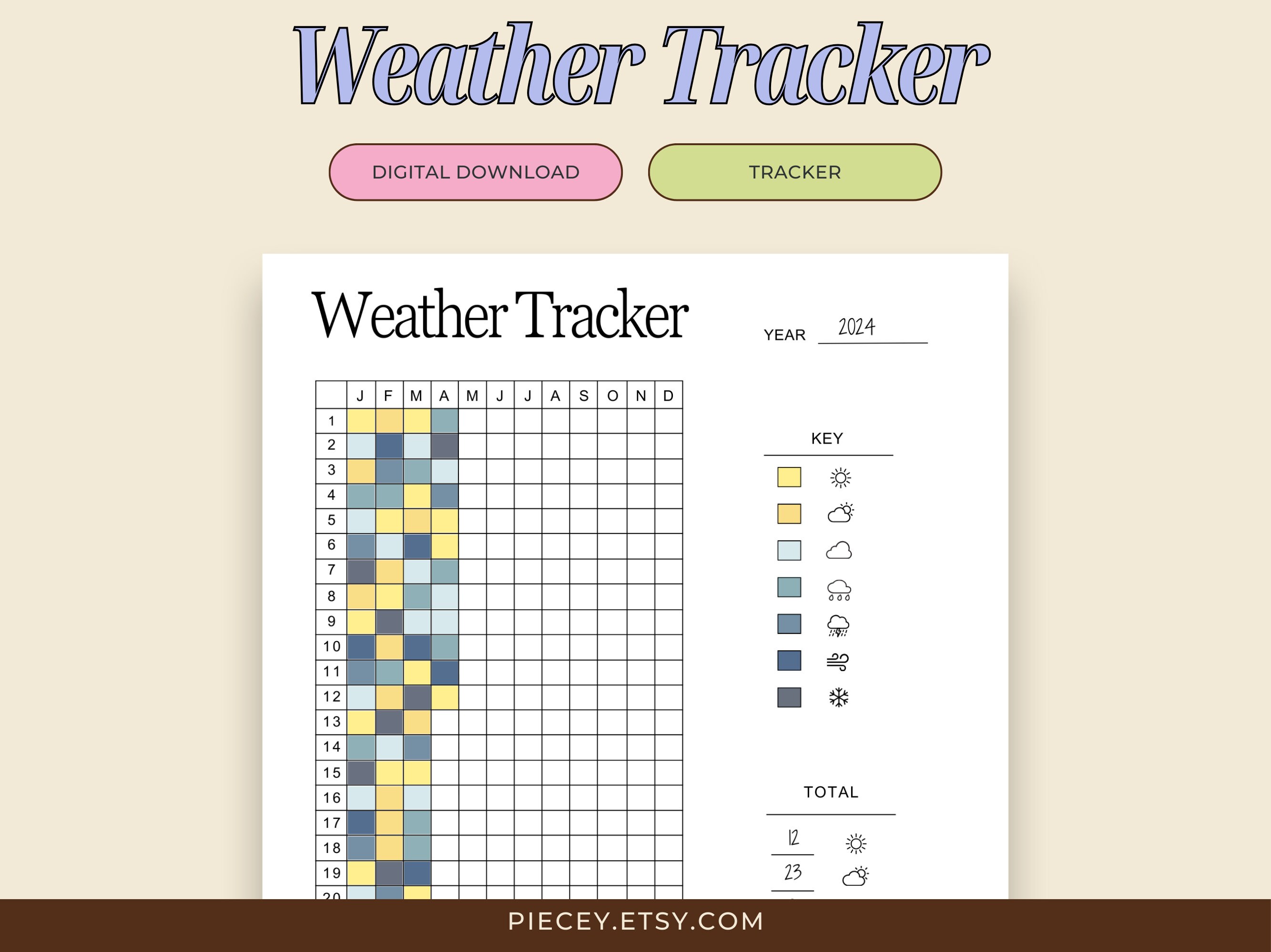 Weather Tracker Printable Daily Weather Log Daily Weather Tracker ...