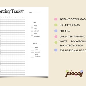 Anxiety Journal Worksheet Tracker Printable, Daily Anxiety Log, Mental ...