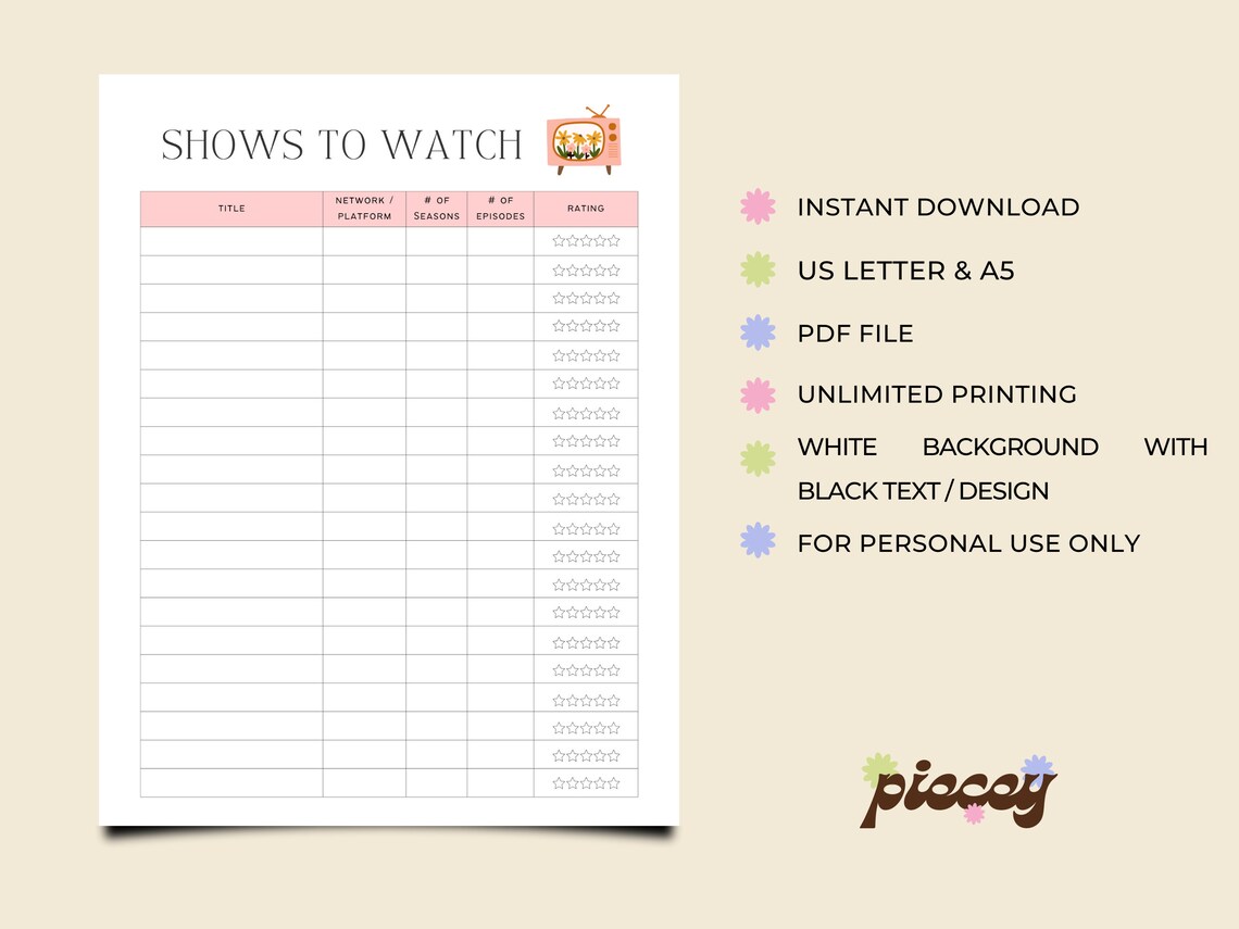 TV Shows to Watch Printable TV Show List TV Series to Watch Season ...
