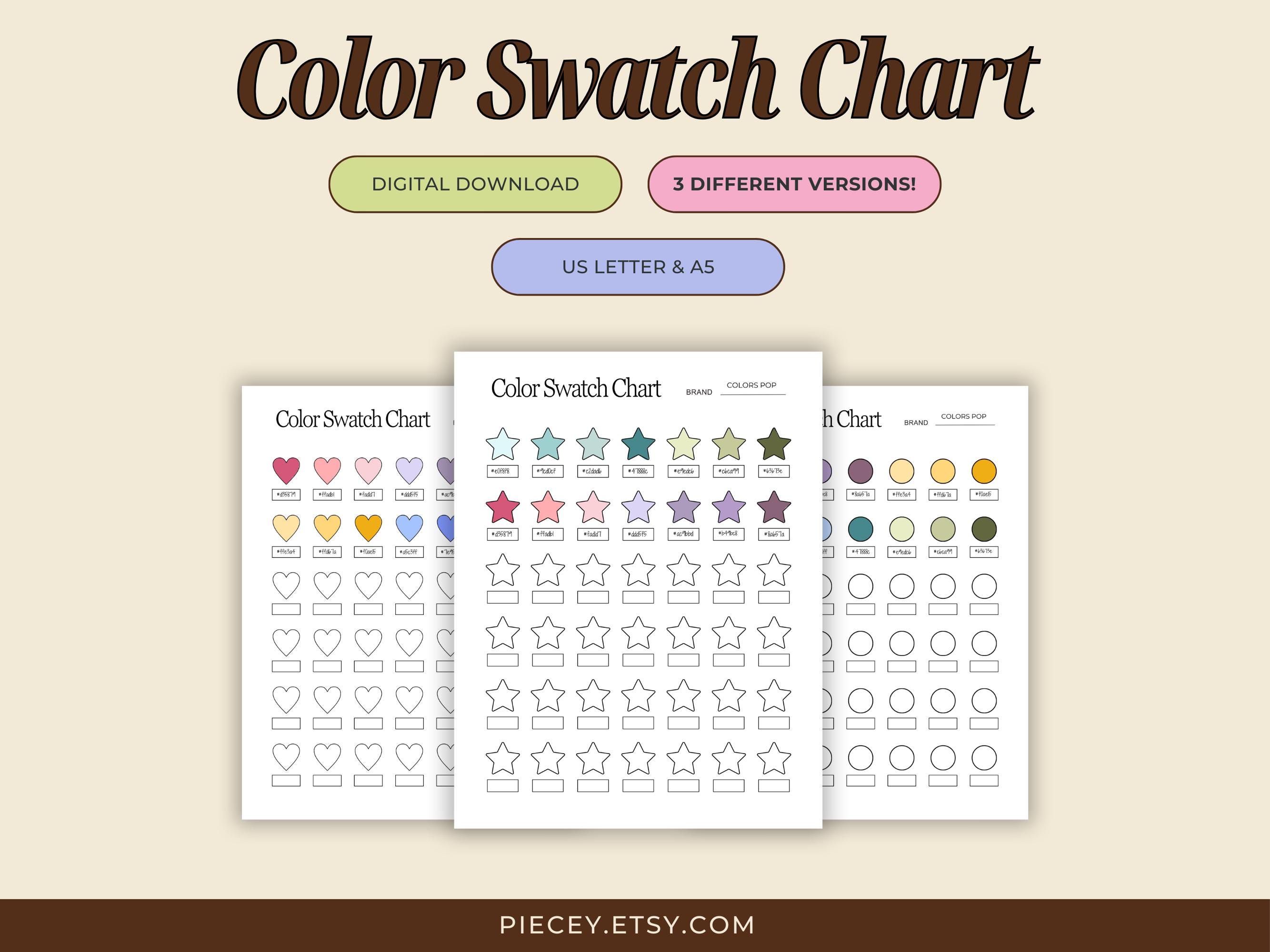 Color Swatch Chart Printable, Marker Swatch Test Page, Color Test ...
