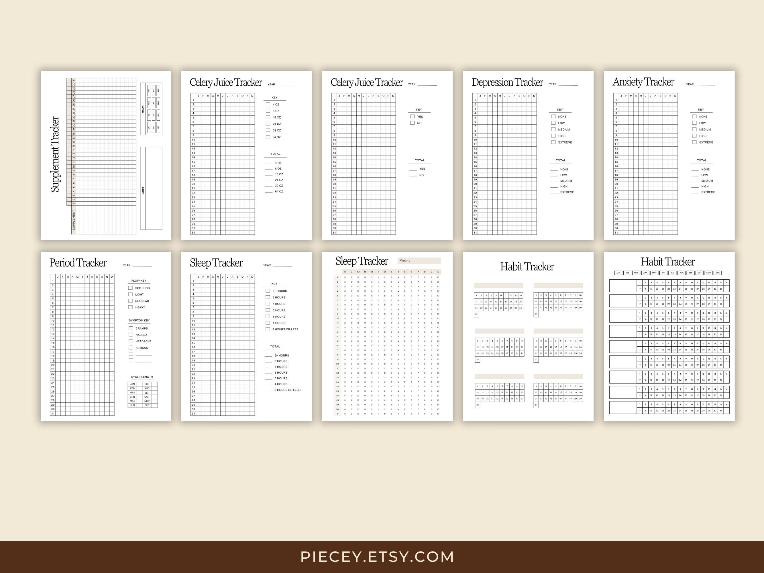 Health Bundle Printables Health Trackers Celery Juice Habit Tracker ...
