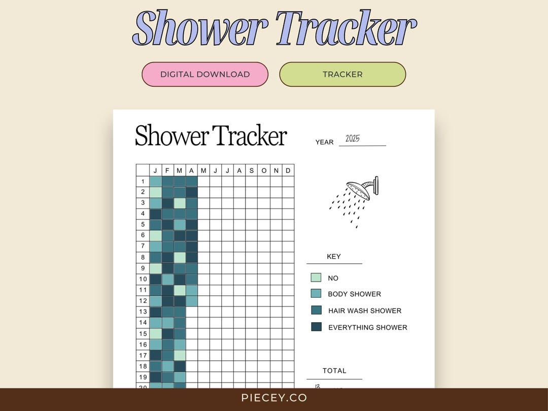 Yearly Shower Tracker Printable: Hygiene Goal Log (PDF) - Etsy