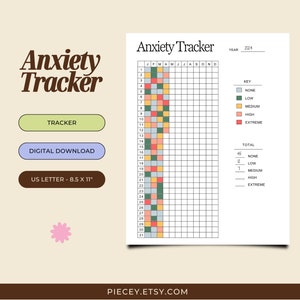 Anxiety Journal Worksheet Tracker Printable, Daily Anxiety Log, Mental ...