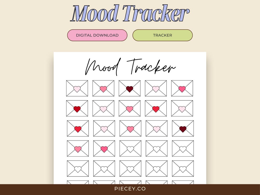 Mood Tracker Printable Heart Envelope Folder Mood Tracker Printable ...