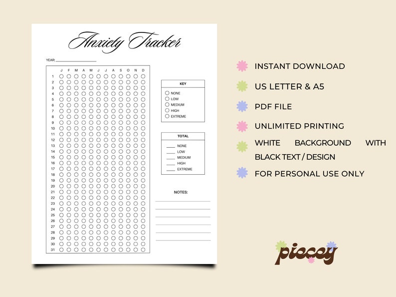Anxiety Tracker Printable Habit Tracker Anxiety Journal Anxiety ...