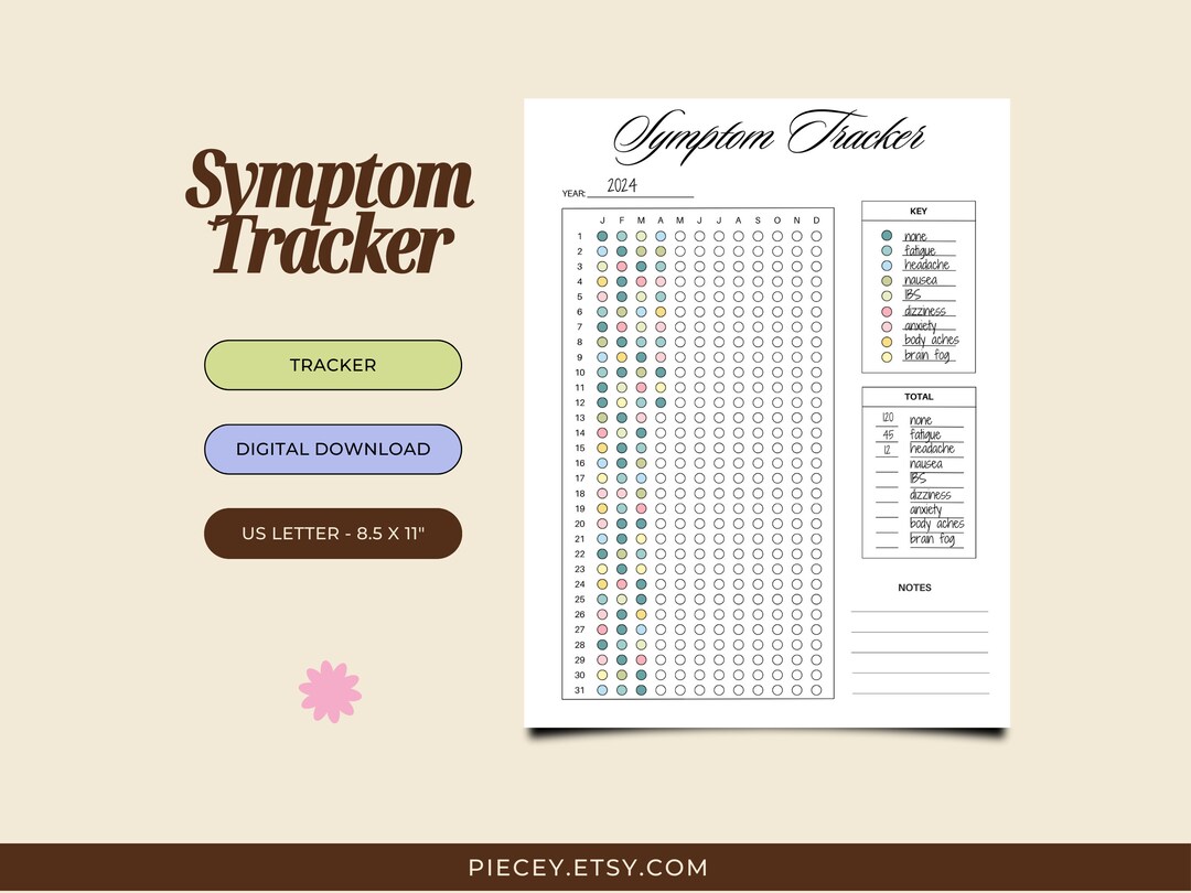 Symptom Tracker Printable Symptom Frequency Tracker Symptom Log Health ...