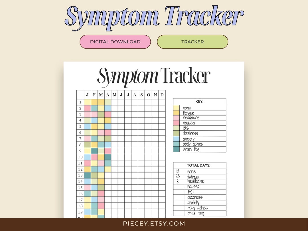 Symptom Tracker Printable Symptom Frequency Tracker Symptom Log Health ...