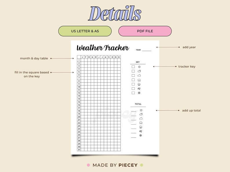 Weather Tracker Printable Daily Weather Log Daily Weather Tracker ...