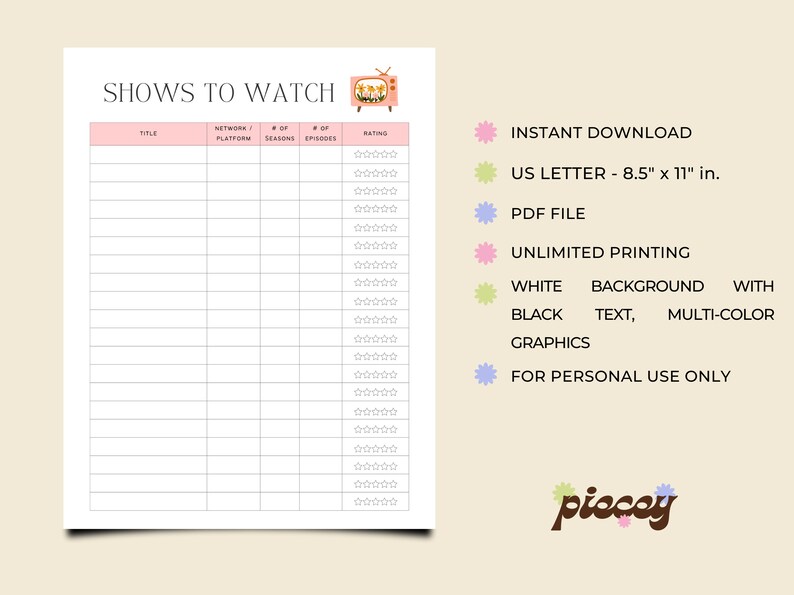TV Shows to Watch Printable TV Show List TV Series to Watch Season ...