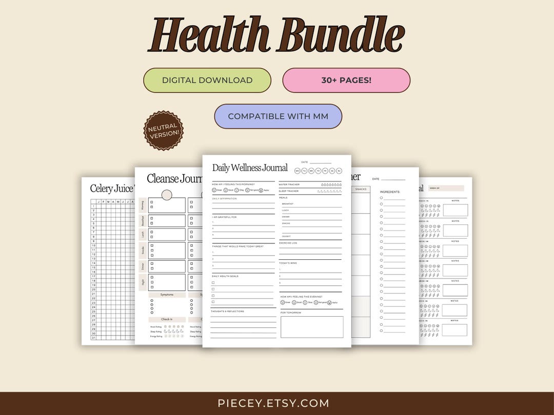 Health Bundle Printables Health Trackers Celery Juice Habit Tracker ...