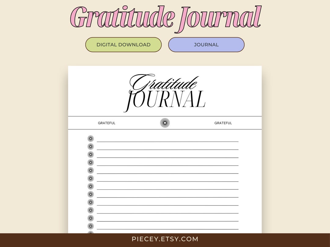 Gratitude Journal Printable Thankfulness Journal Gratitude Diary Daily ...