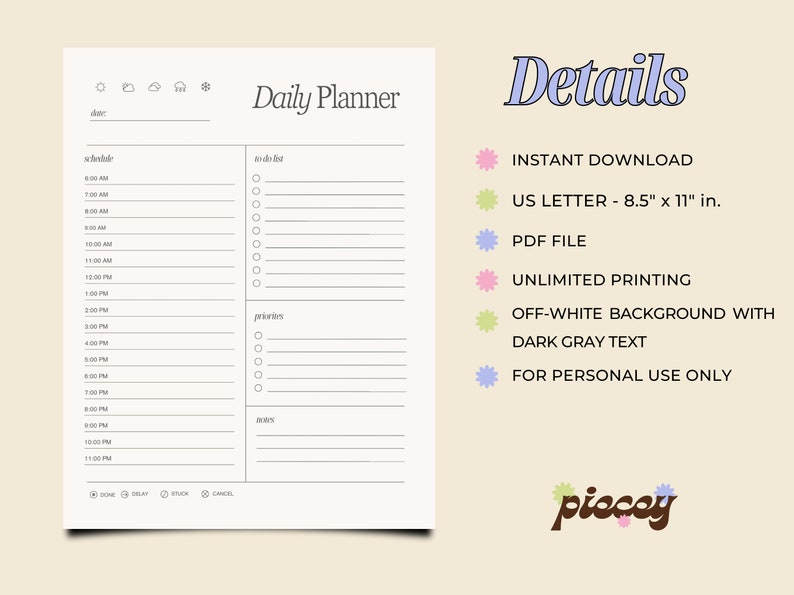 Daily Planner Printable, Daily to Do List, Productivity Planner ...