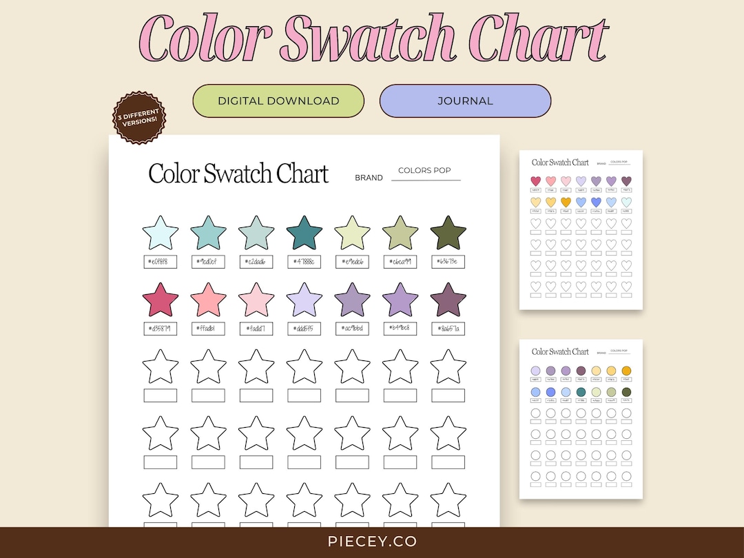 Color Swatch Chart Printable, Marker Swatch Test Page, Color Test ...