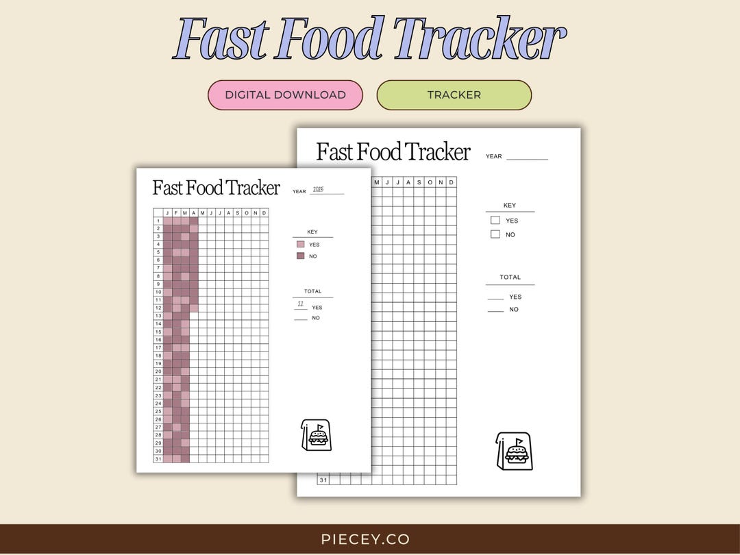 Fast Food Tracker Printable, Health & Wellness (digital Download) - Etsy