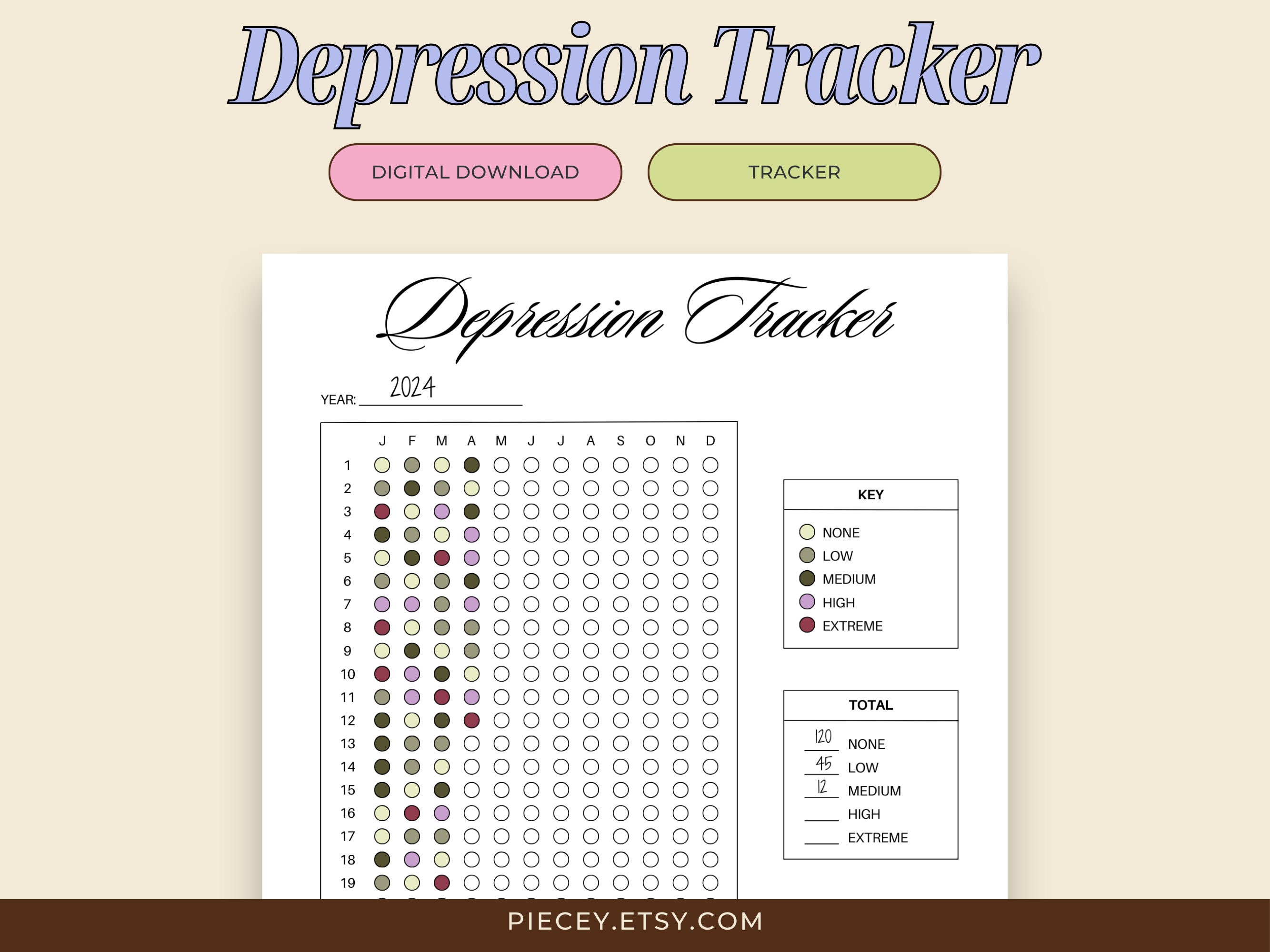 Depression Log Tracker Printable Depression Worksheet Depression ...