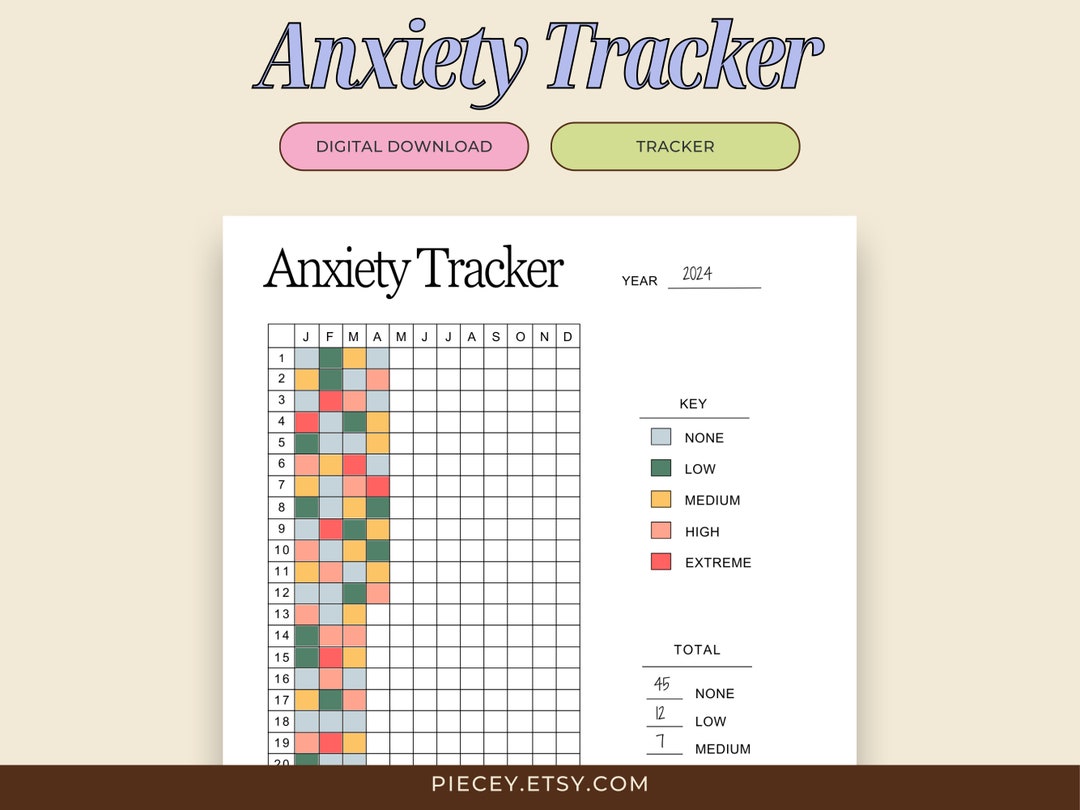 Anxiety Journal Worksheet Tracker Printable, Daily Anxiety Log, Mental ...