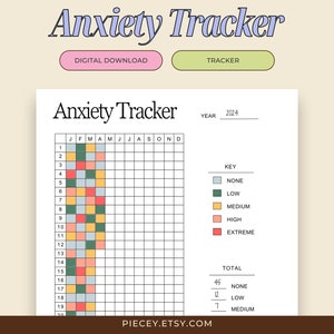 Anxiety Journal Worksheet Tracker Printable, Daily Anxiety Log, Mental ...