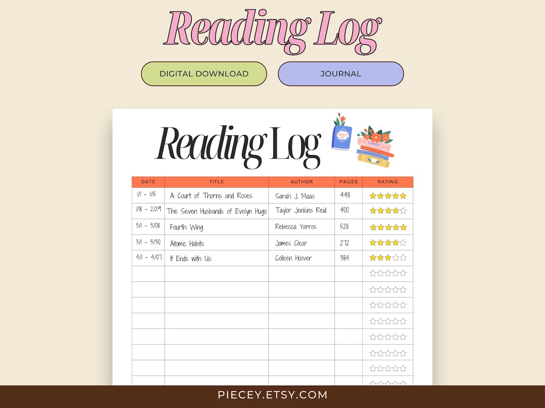 Reading Log Printable Reading Tracker Book Log Book Tracker Books to ...