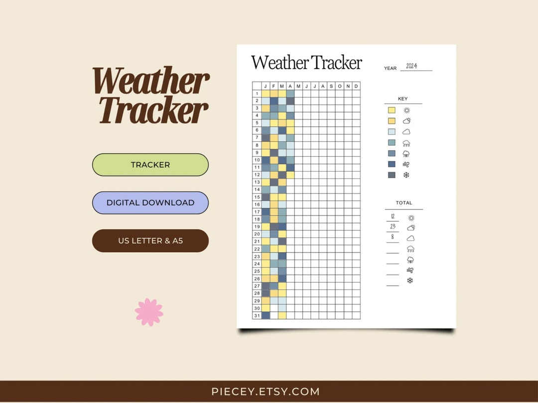 Weather Tracker Printable, Yearly Weather Tracker, Log for Weather ...