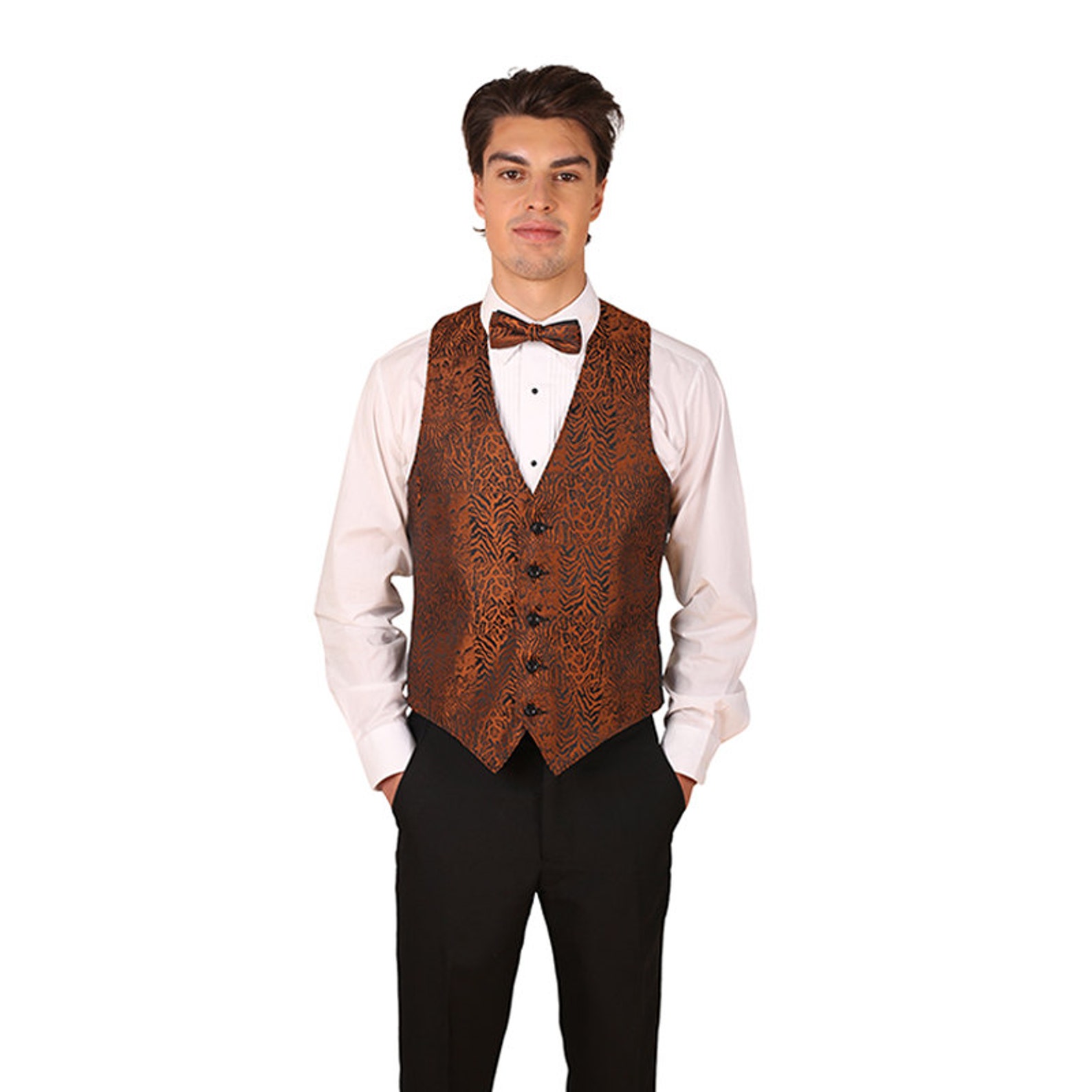 Men's brown tiger & leopard print vest | Etsy