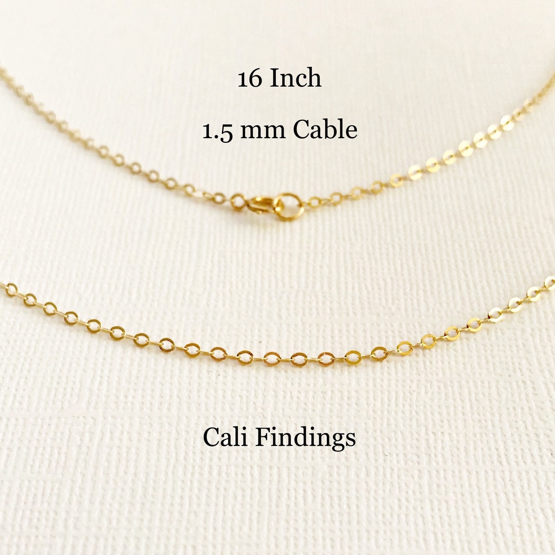 16 14K Gold Fill 1.5mm Cable Chain, Finished Flat Cable Chain Necklace ...