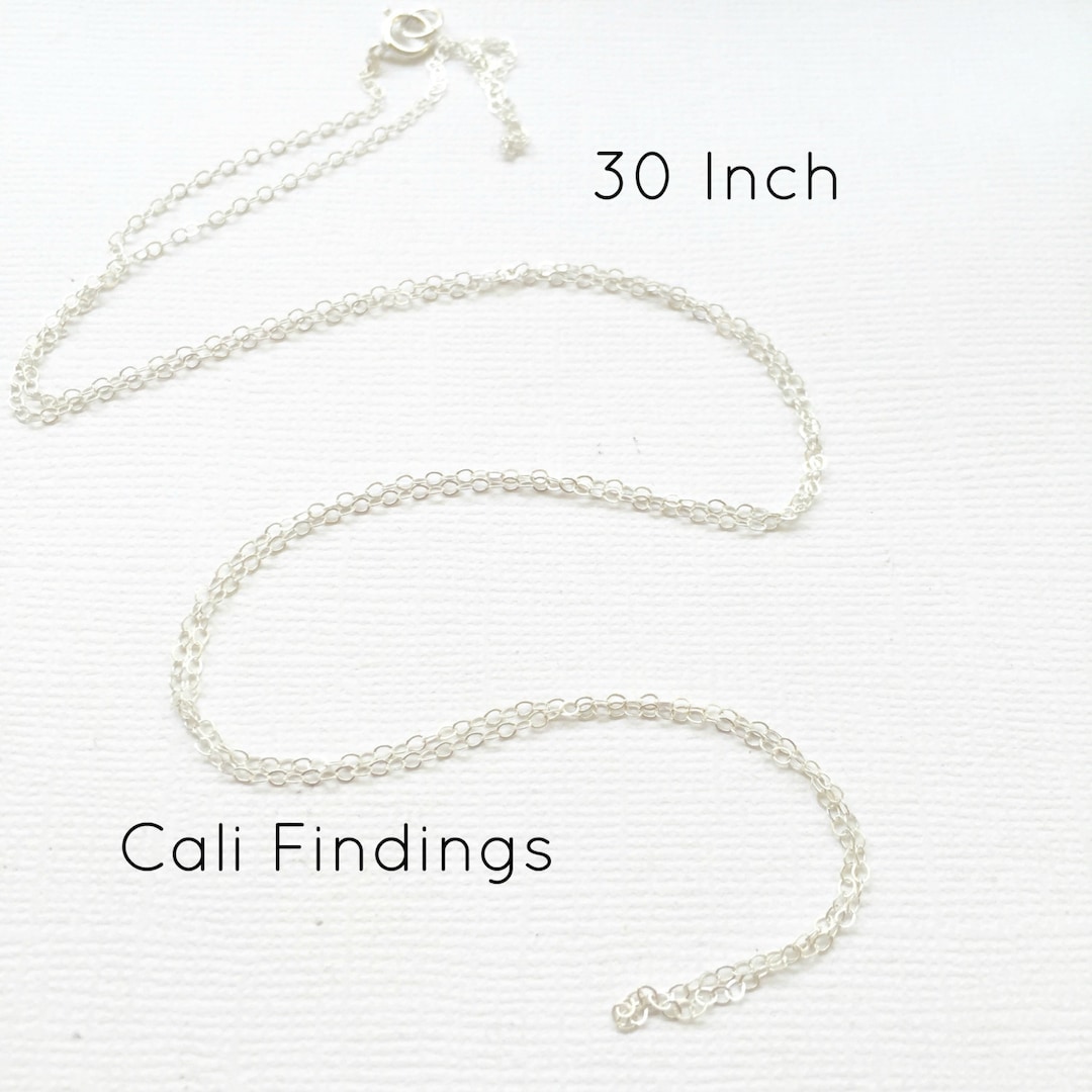 Sterling Silver 30 Finished Flat Cable Chain Necklace, 1.3mm, 1pc ...