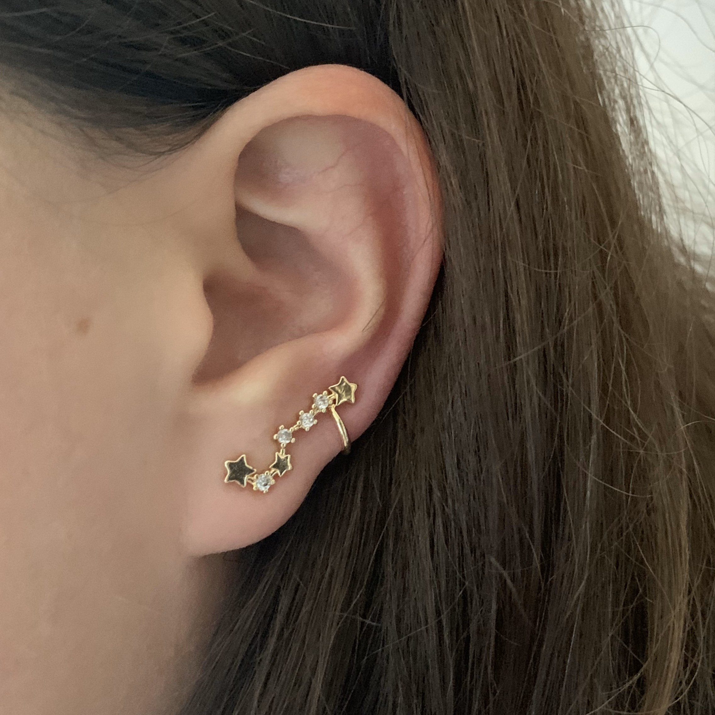 18K Gold Plated Celestial Ear Climbers Star Post Ear Crawlers | Etsy