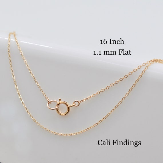 16 Inch 14K Gold Filled 1.1mm Flat Cable Chain Necklace | Etsy