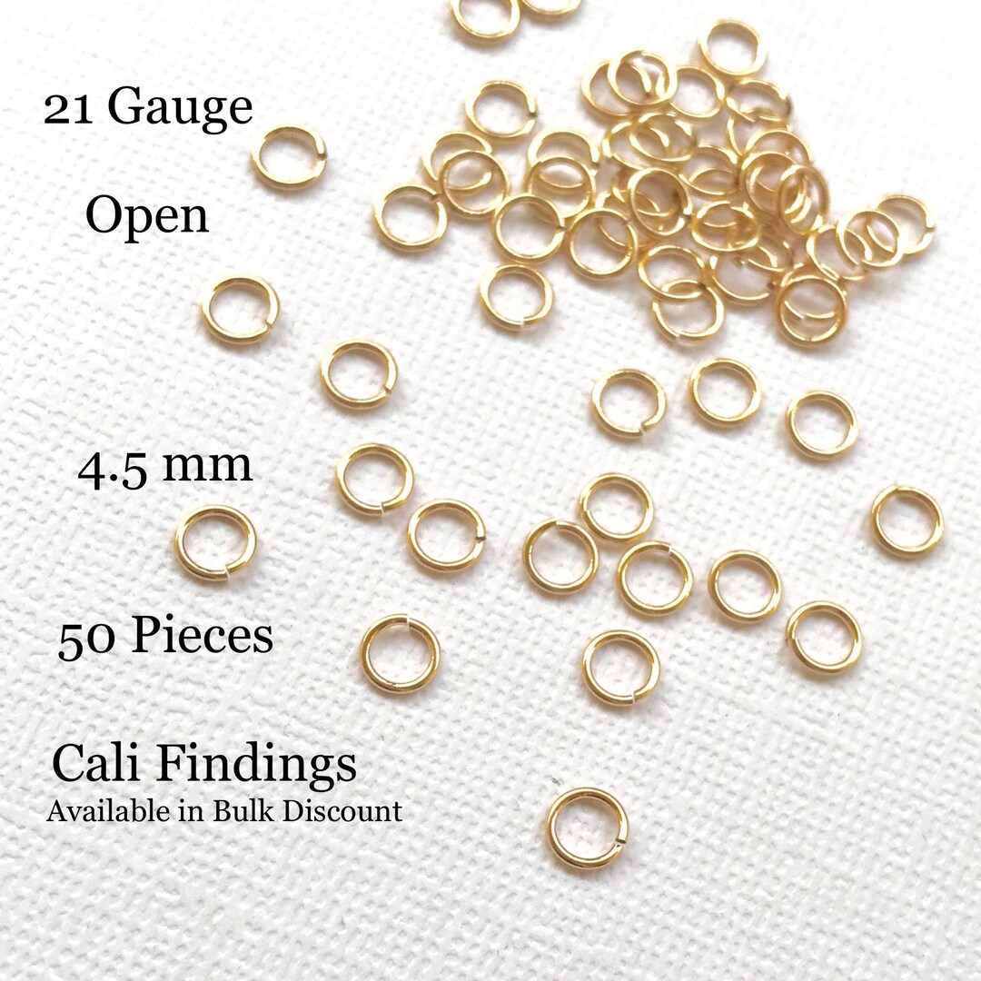 4.5mm/ 21g/ 50 Pc 14K Gold Filled Open Jump Rings, 21 Gauge, 50 Pieces ...