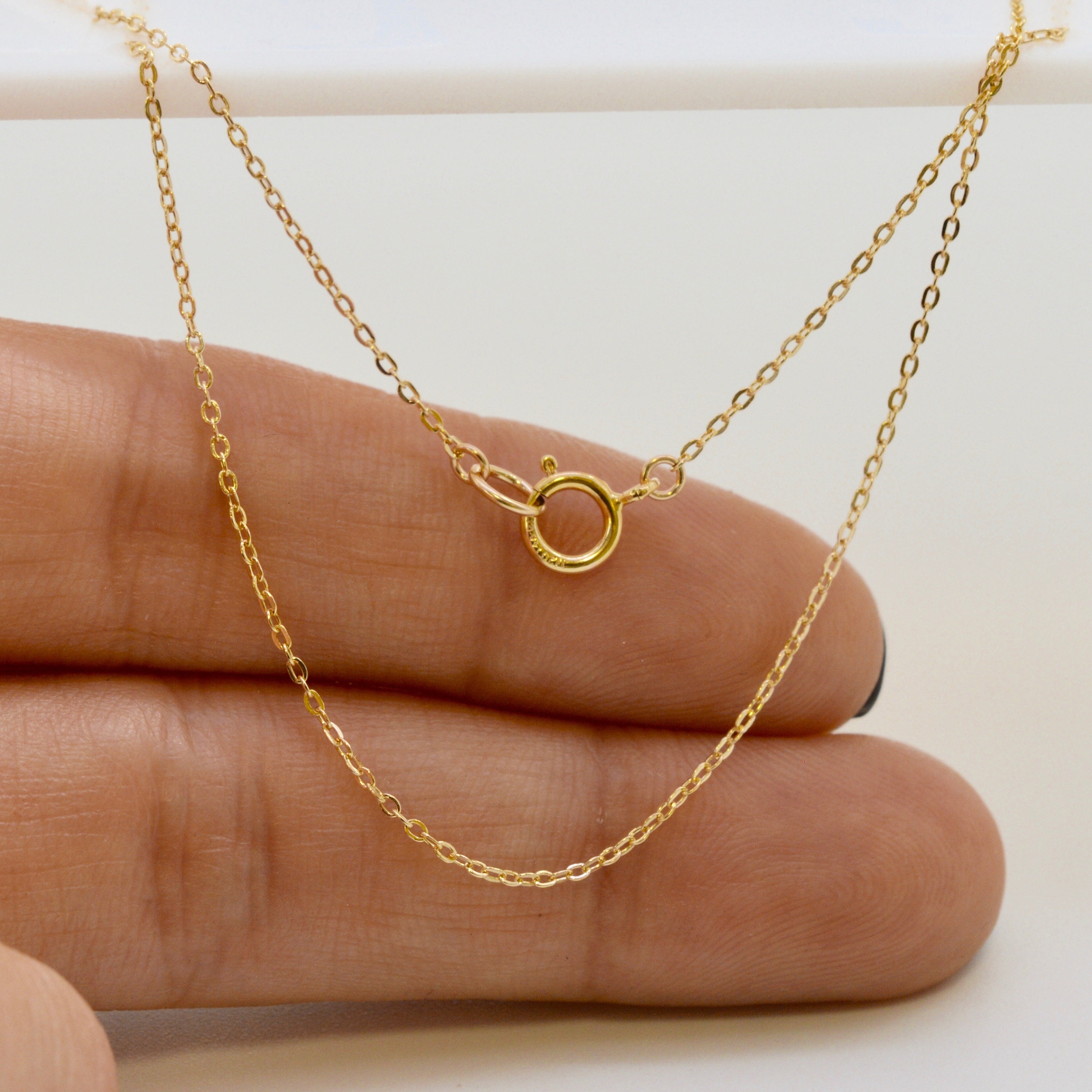 16 Inch 14K Gold Filled 1.1mm Flat Cable Chain Necklace - Etsy UK